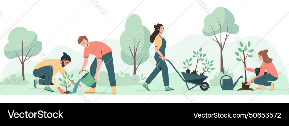 Environmental care horizontal poster people Vector Image