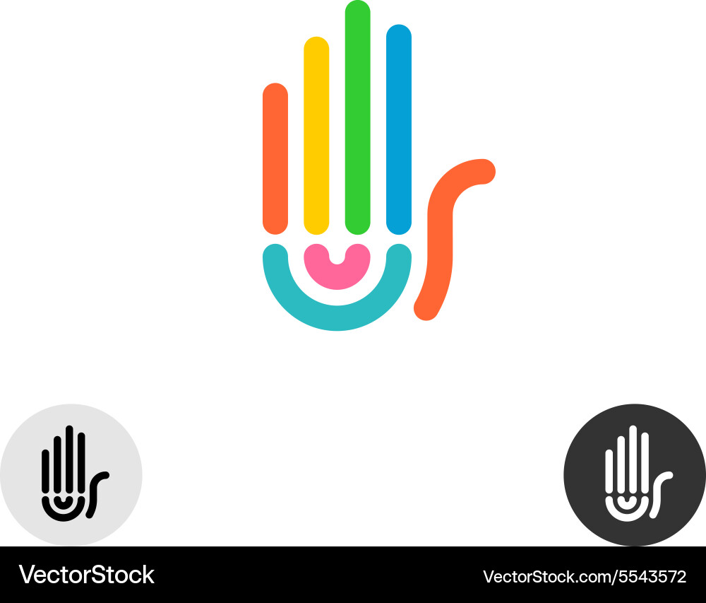 Hand colorful rainbow geometric linear style logo Vector Image