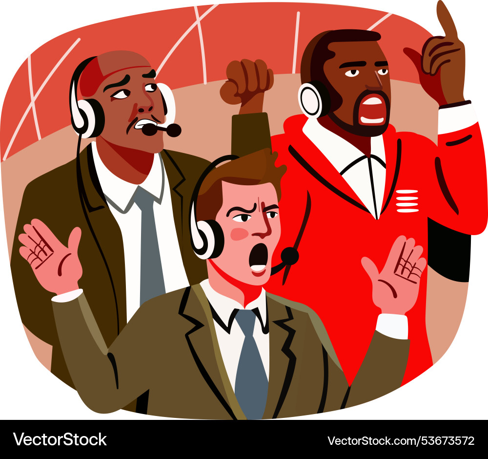 Match commentators in flat style Royalty Free Vector Image