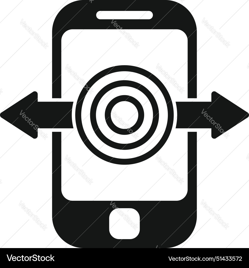 Mobile phone with target icon and arrows Vector Image
