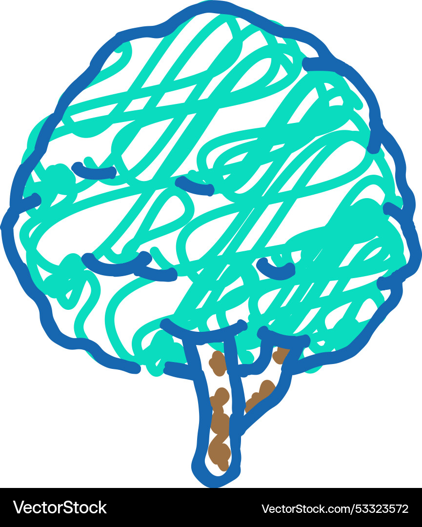 Neem tree jungle amazon icon doodle Royalty Free Vector