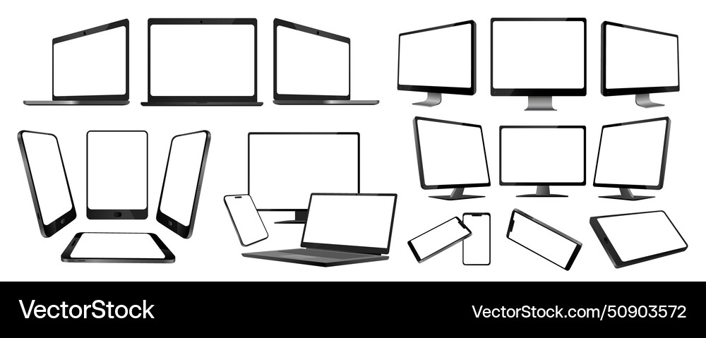 Realistic electronic devices mega set in flat Vector Image