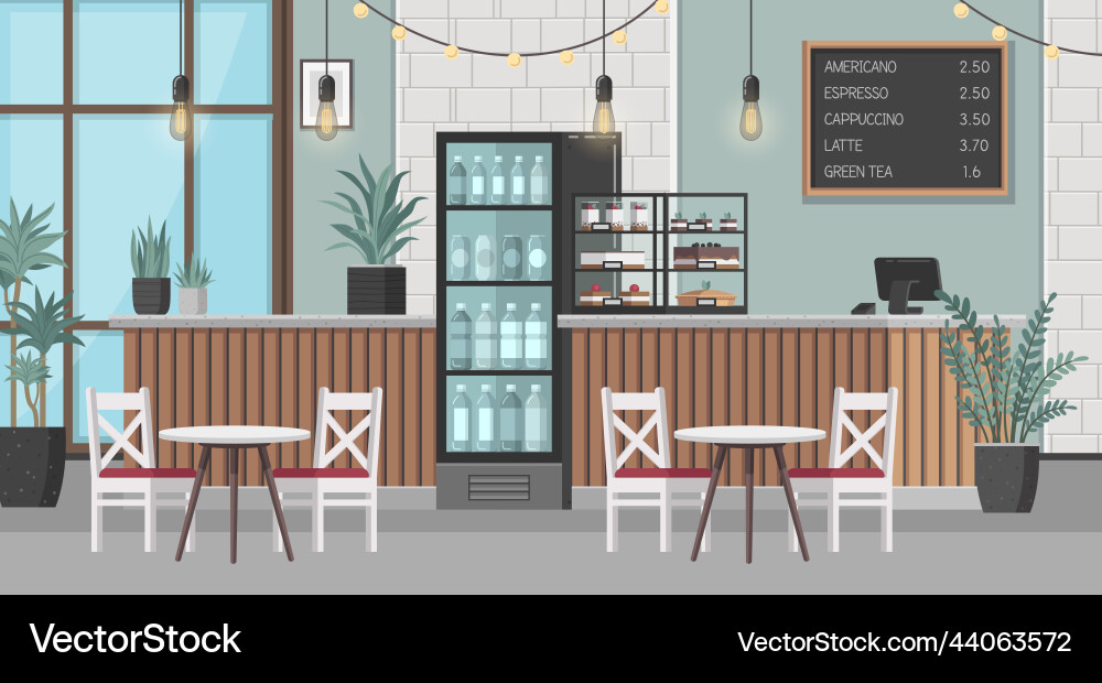 Restaurant interior cartoon Royalty Free Vector Image