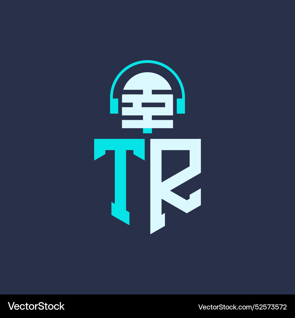 Tr microphone logo design for audio music Vector Image