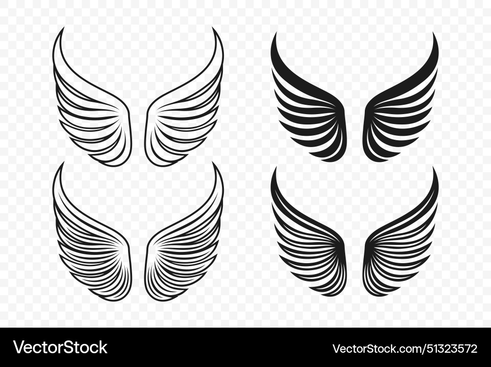 Wing icon set vintage angel wings Royalty Free Vector Image