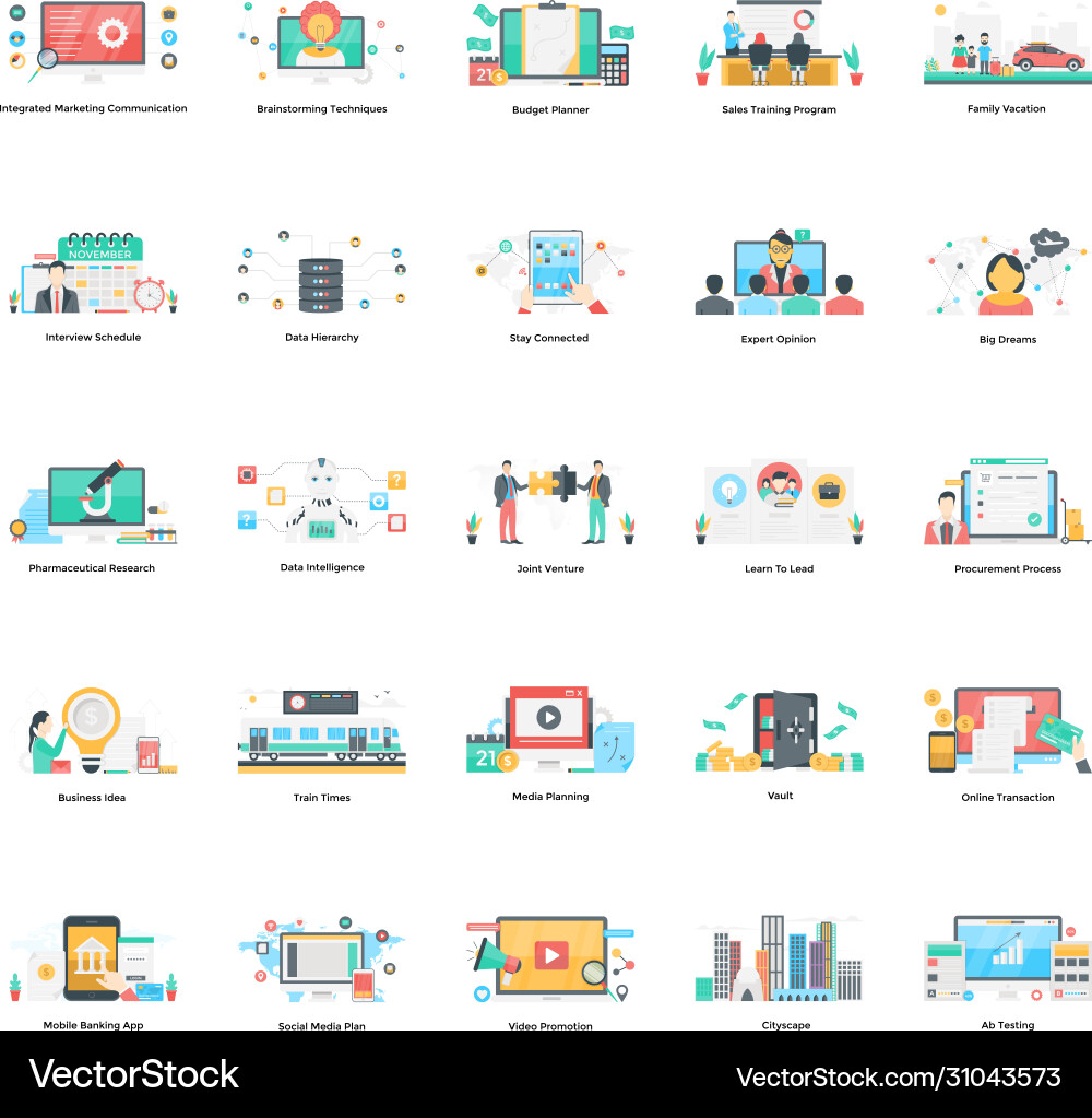 Artificial technology flat pack Royalty Free Vector Image