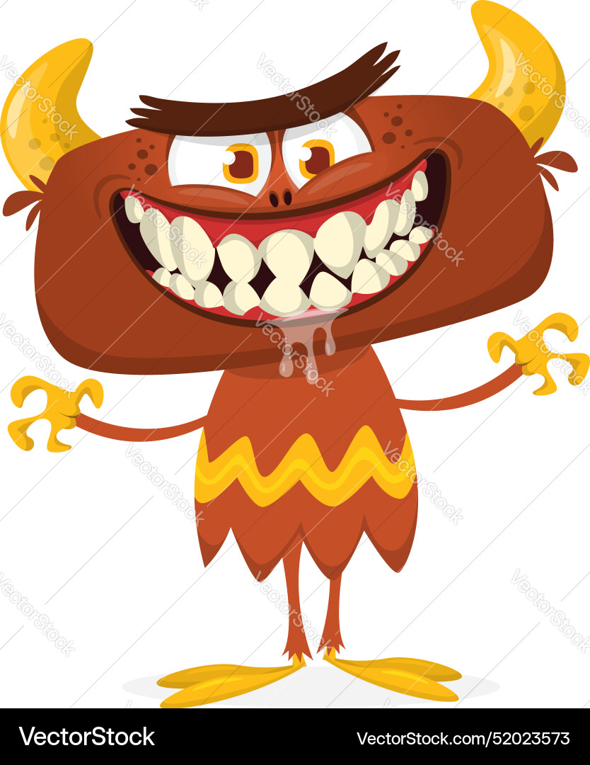 Cartoon scary monster with funny face expression Vector Image