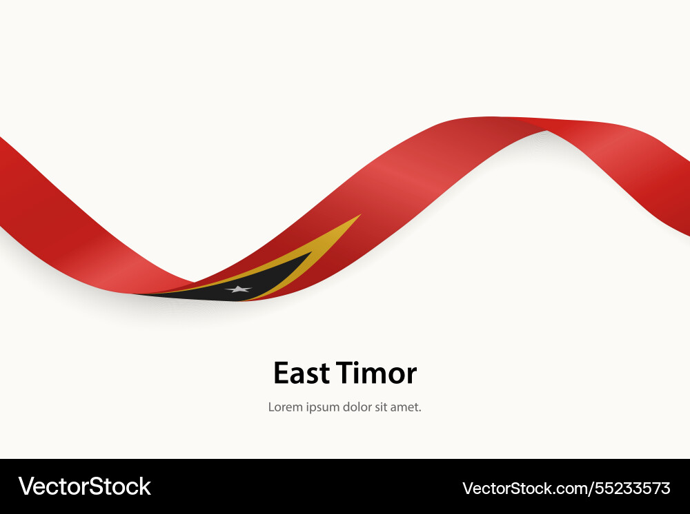 East timor flag on waving ribbon Royalty Free Vector Image