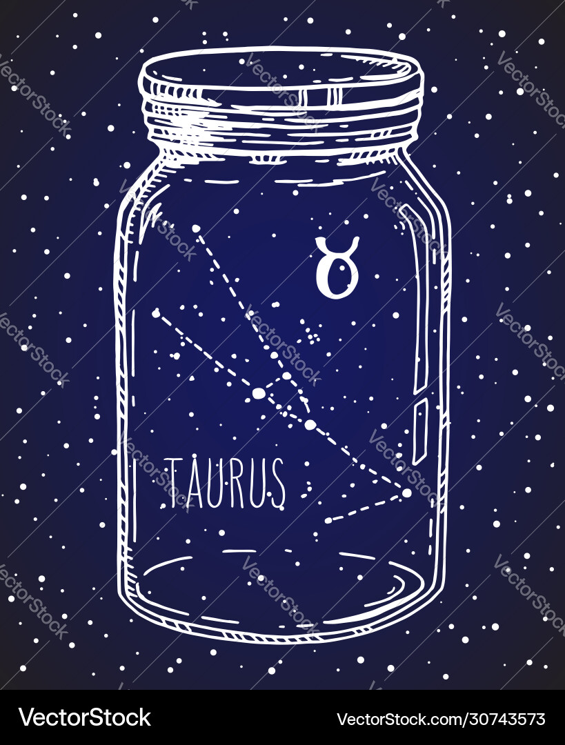 Taurus zodiac sign hand drawn constellation Vector Image