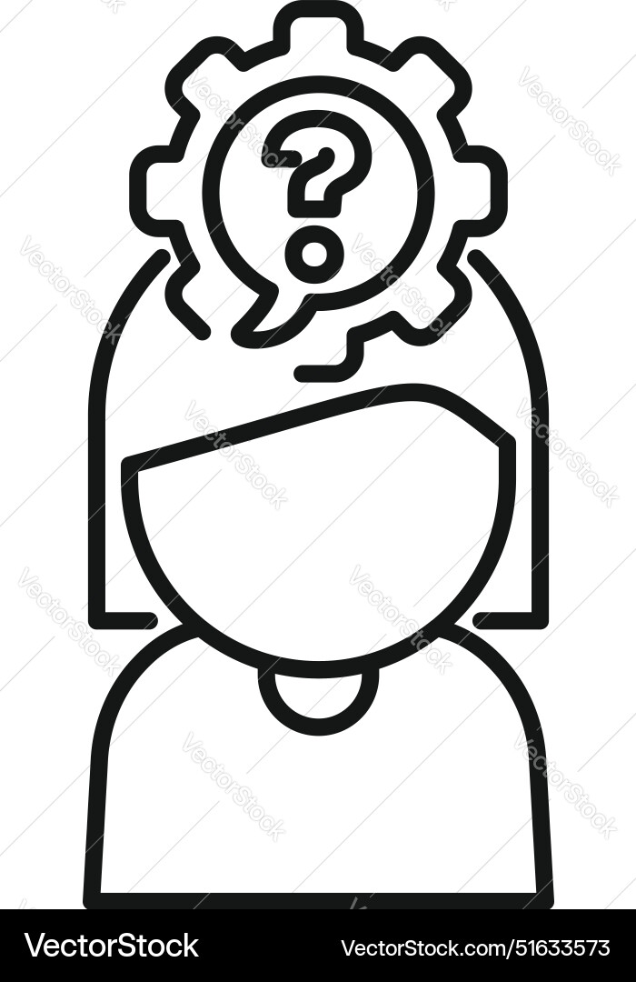 Young woman thinking with question mark inside Vector Image