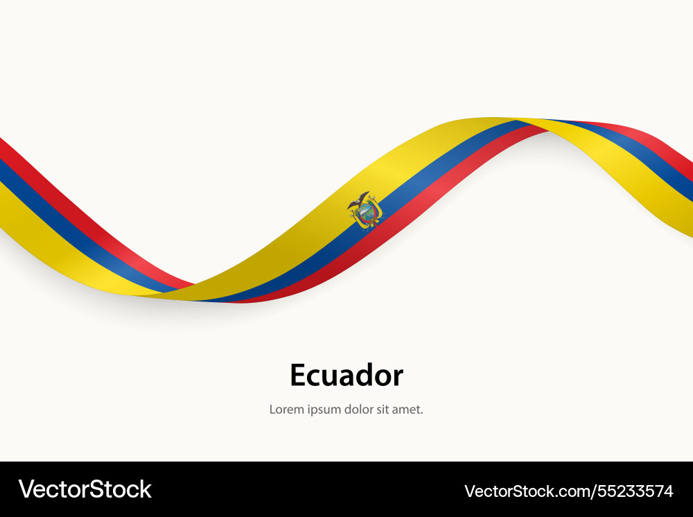 Ecuador flag on waving ribbon Royalty Free Vector Image