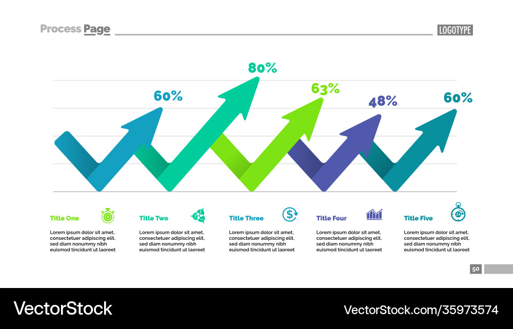 Five arrows percentage chart template Royalty Free Vector