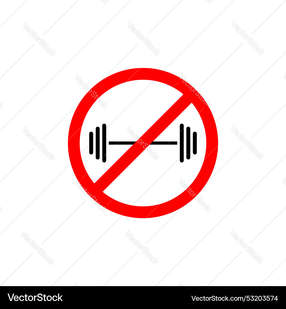 Forbidden barbell sign avoid gym exercise symbol Vector Image