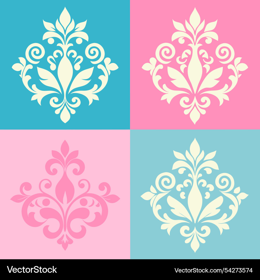 Four distinct floral designs displayed Royalty Free Vector