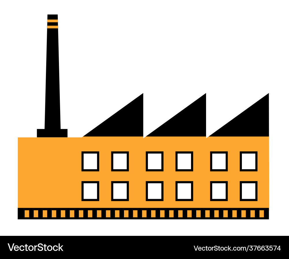 Industrial factory building flat color single Vector Image
