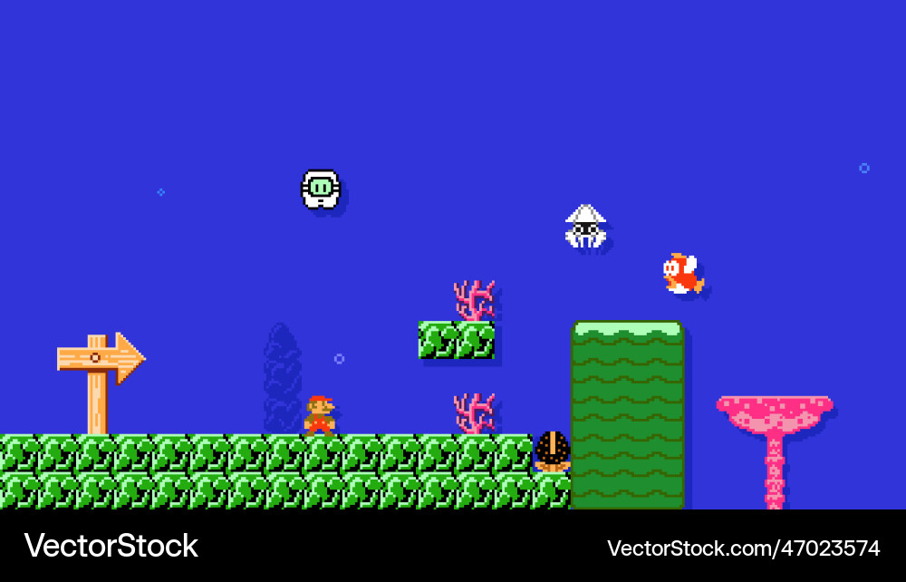 Mario Unterwasser - Super Mario Bros Lizenzfreier Vektor