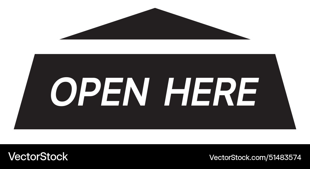 Open here banner flanked by upward arrow Vector Image