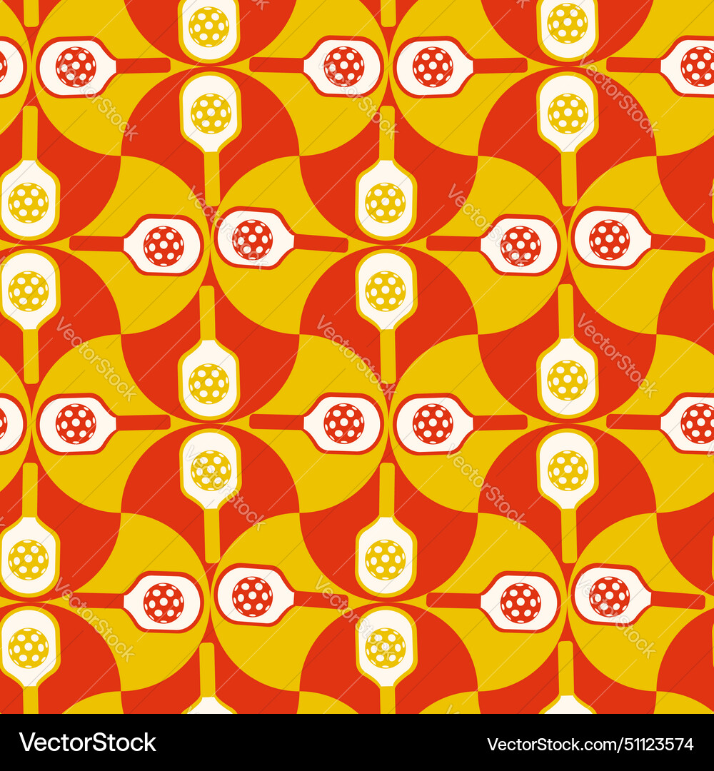 Pickleball paddles on scallop shapes pattern Vector Image