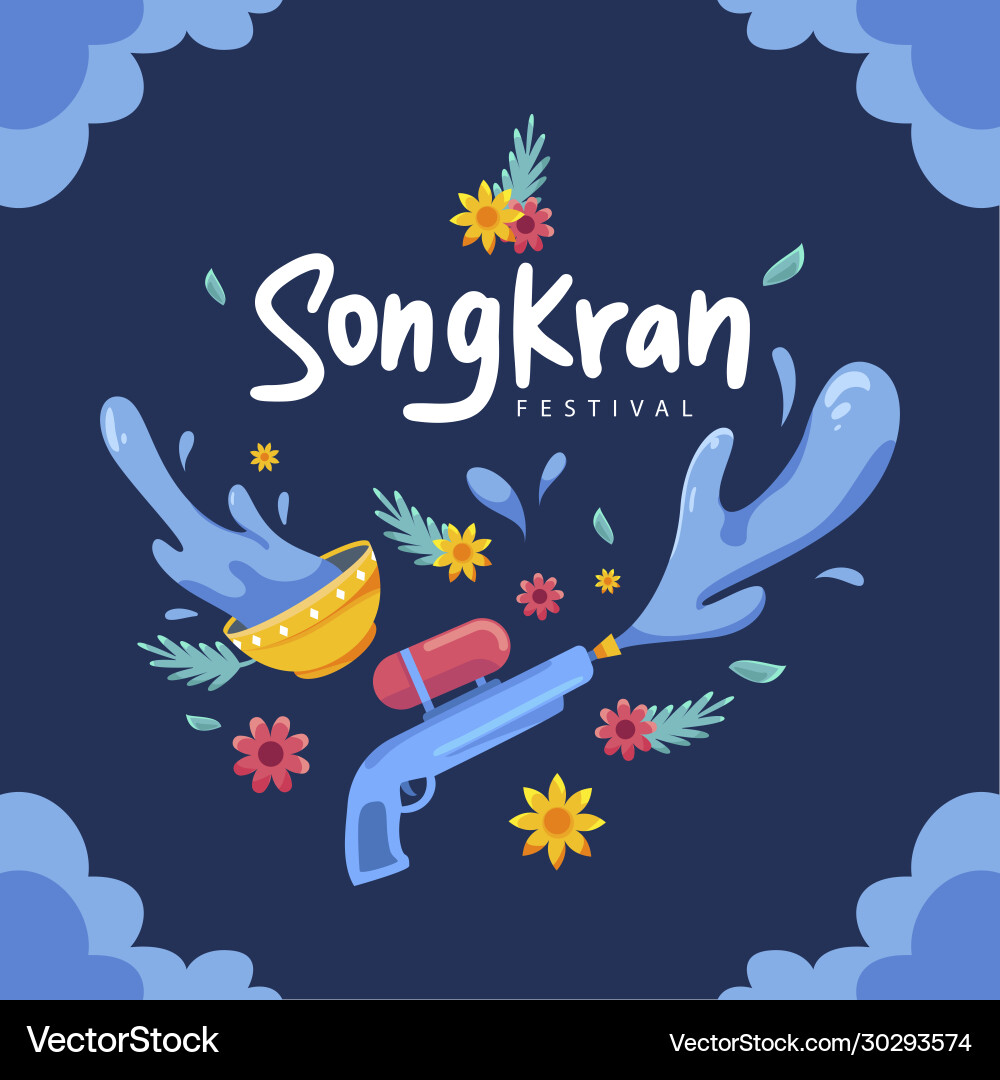 Realistic songkran concept design Royalty Free Vector Image
