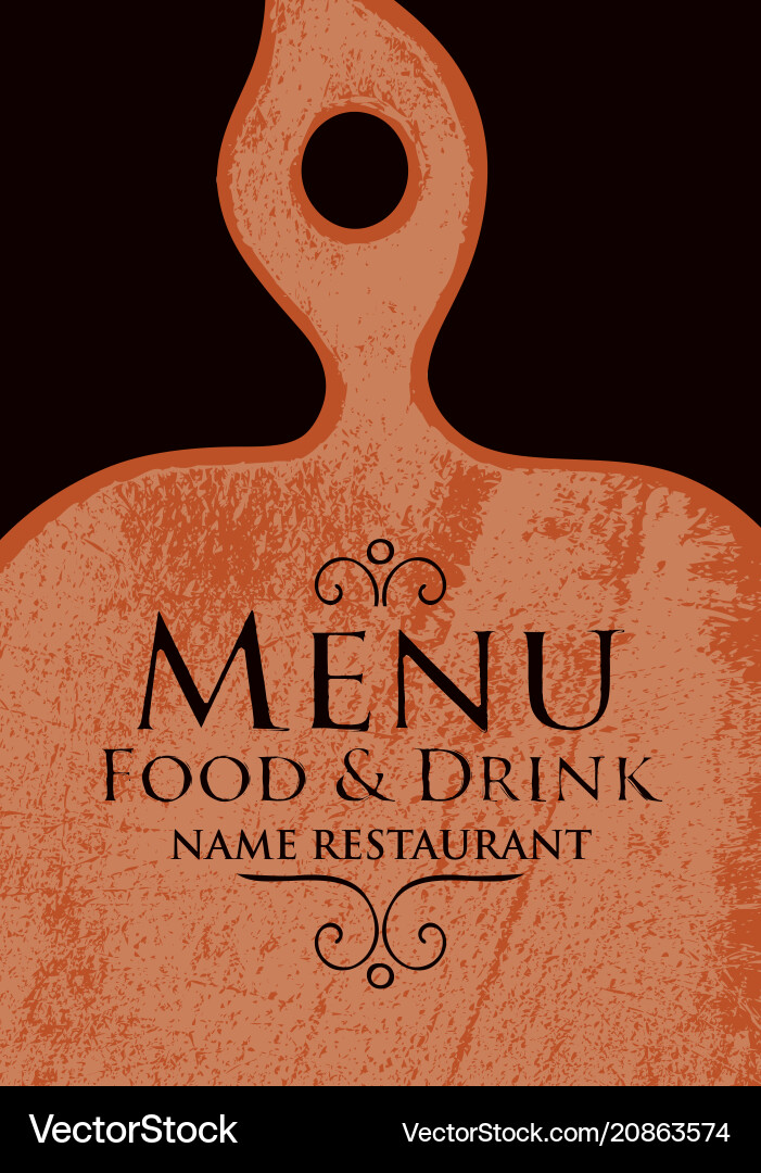 Restaurant menu with wooden cutting board Vector Image