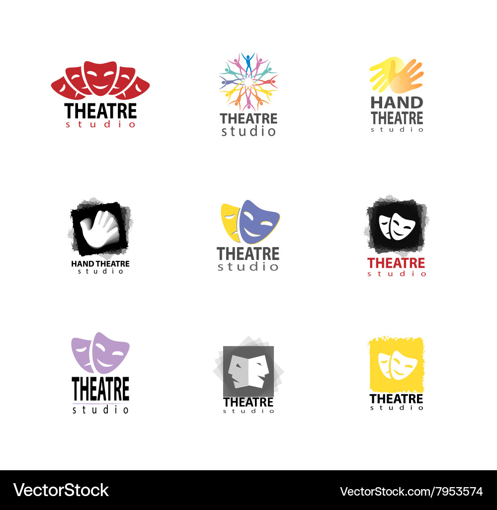 Set of theatre studio logo Royalty Free Vector Image
