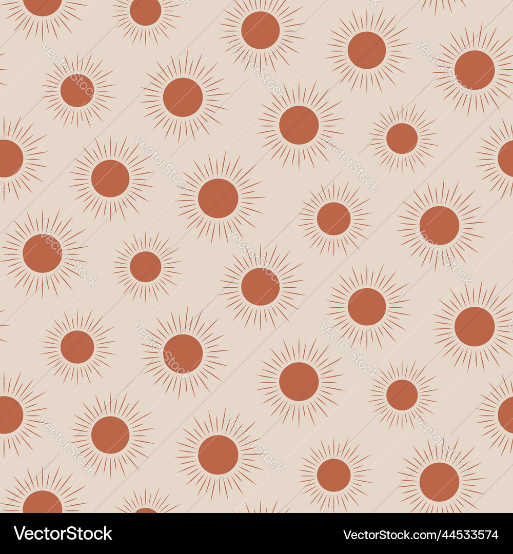 Terracotta boho sun seamless pattern Royalty Free Vector