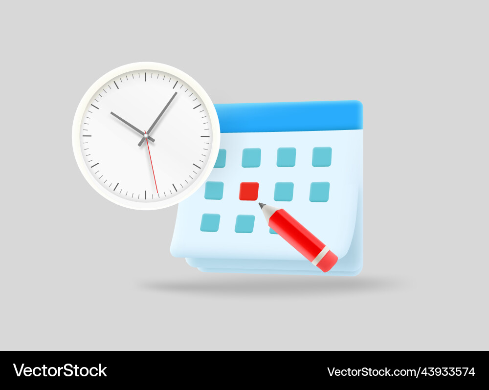 Time management concept paper calendar and clock Vector Image