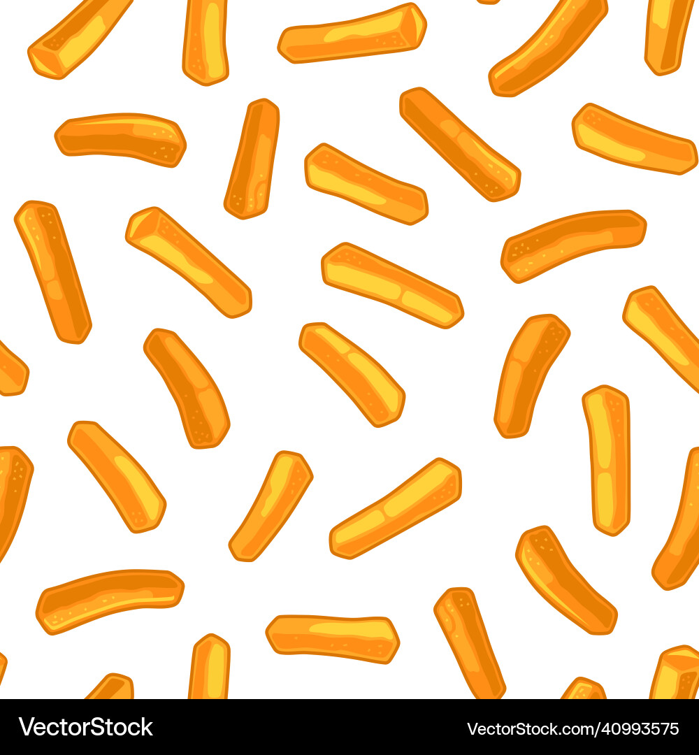 French fries seamless pattern on white background Vector Image