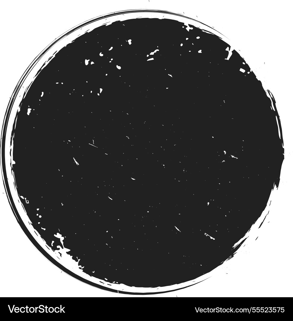Grunge textured black circle with scratches Vector Image