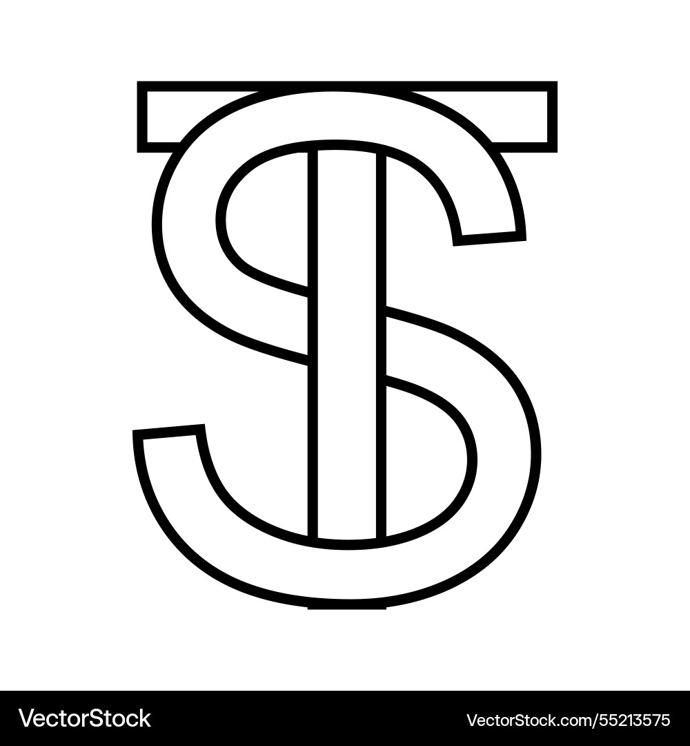 Logo-Zeichen st t-Symbol doppelte Buchstaben logotype t s