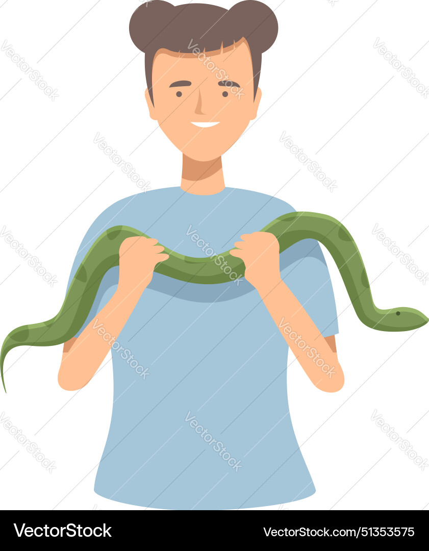 Man holding pet snake Royalty Free Vector Image