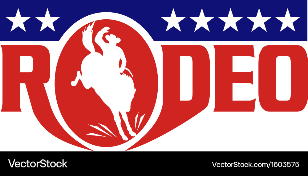 Rodeo cowboy riding a bucking bronco Royalty Free Vector