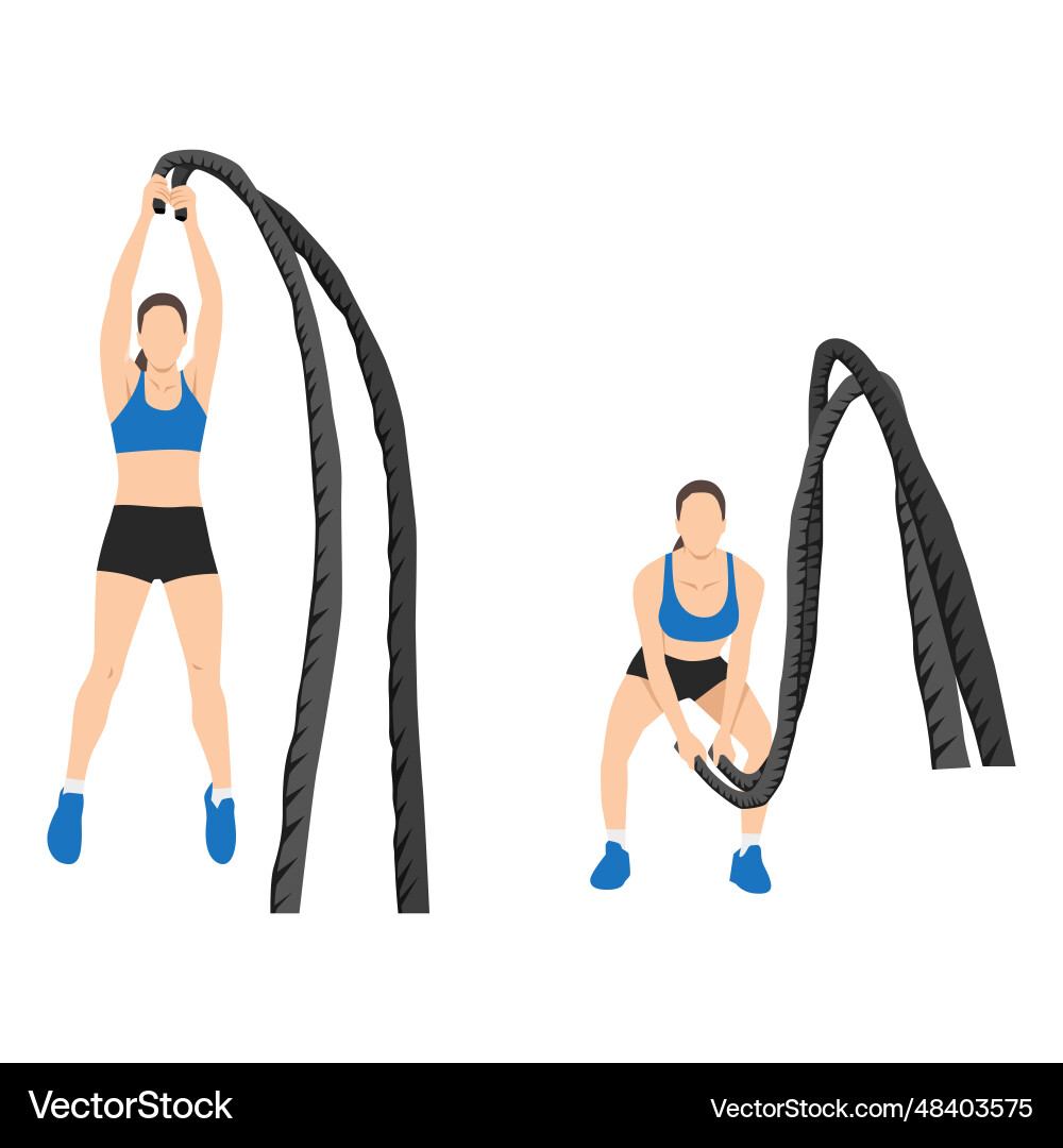 Woman Battling with Battle Ropes Royalty Free Vector Image