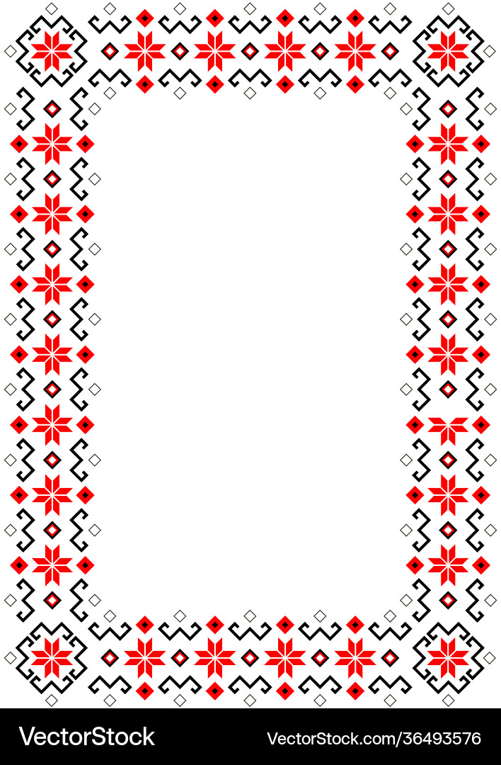 Bulgarian national folklore embroidery frame Vector Image