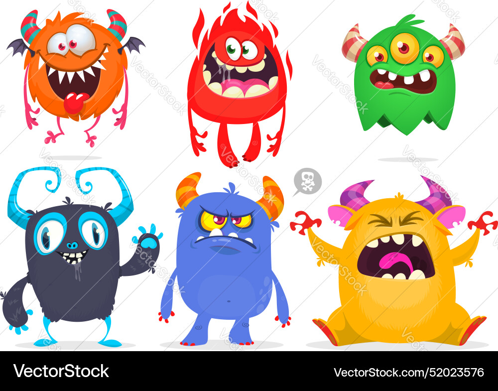 Cute cartoon monsters set Royalty Free Vector Image