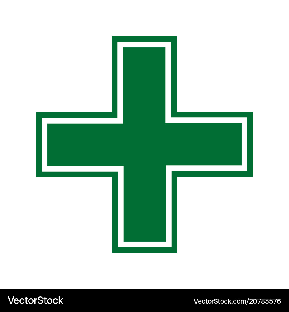 Green cross medical symbol Royalty Free Vector Image
