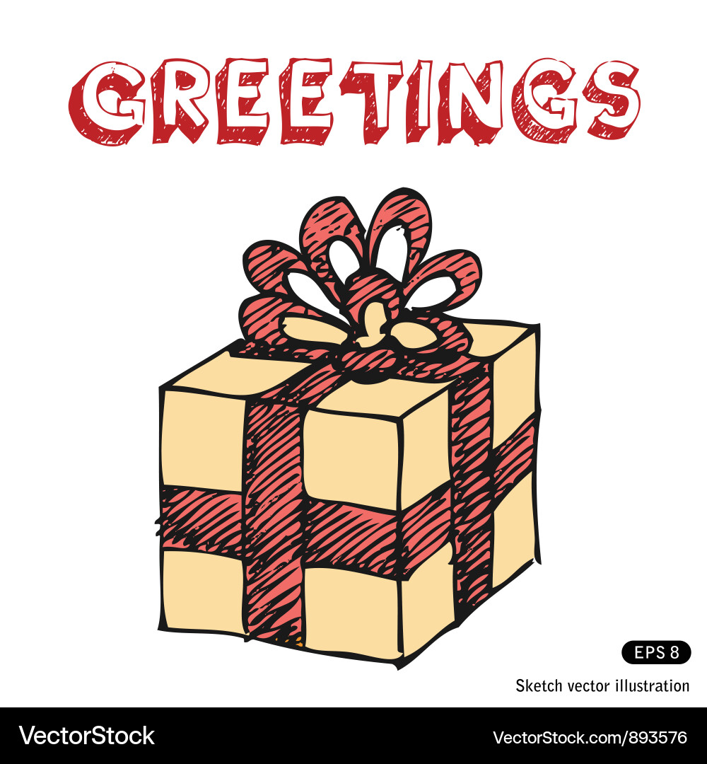 Hand drawn gift box Royalty Free Vector Image - VectorStock