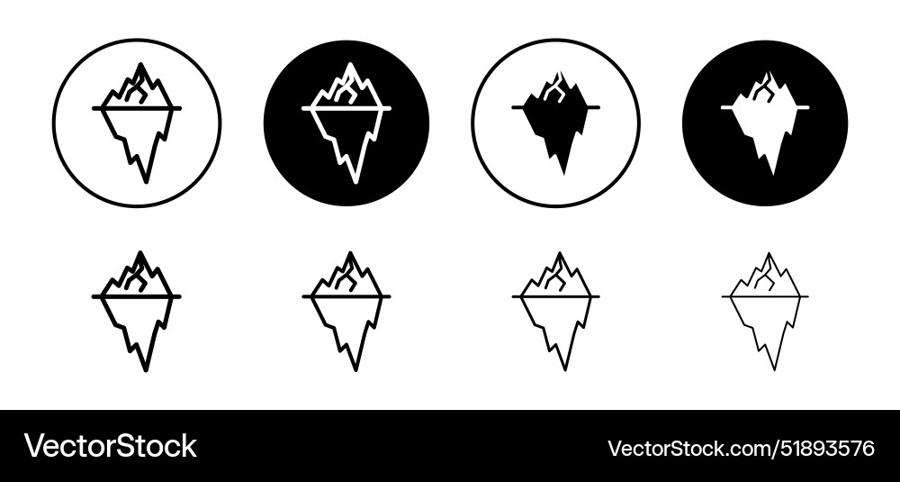 Iceberg icon set collection outline flat Vector Image