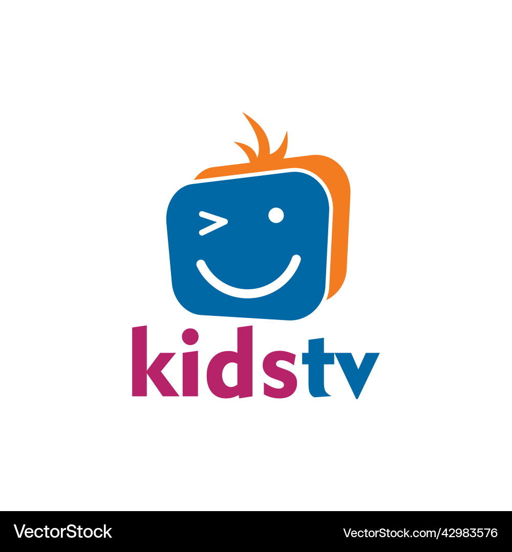 Kids tv channel logo design Royalty Free Vector Image