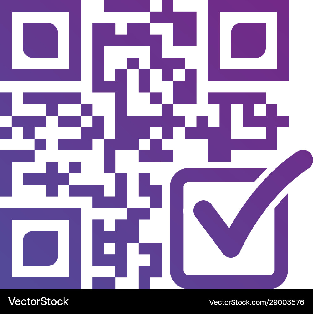 Modern QR Code mit Prüfzeichen Lizenzfreies Vektorbild