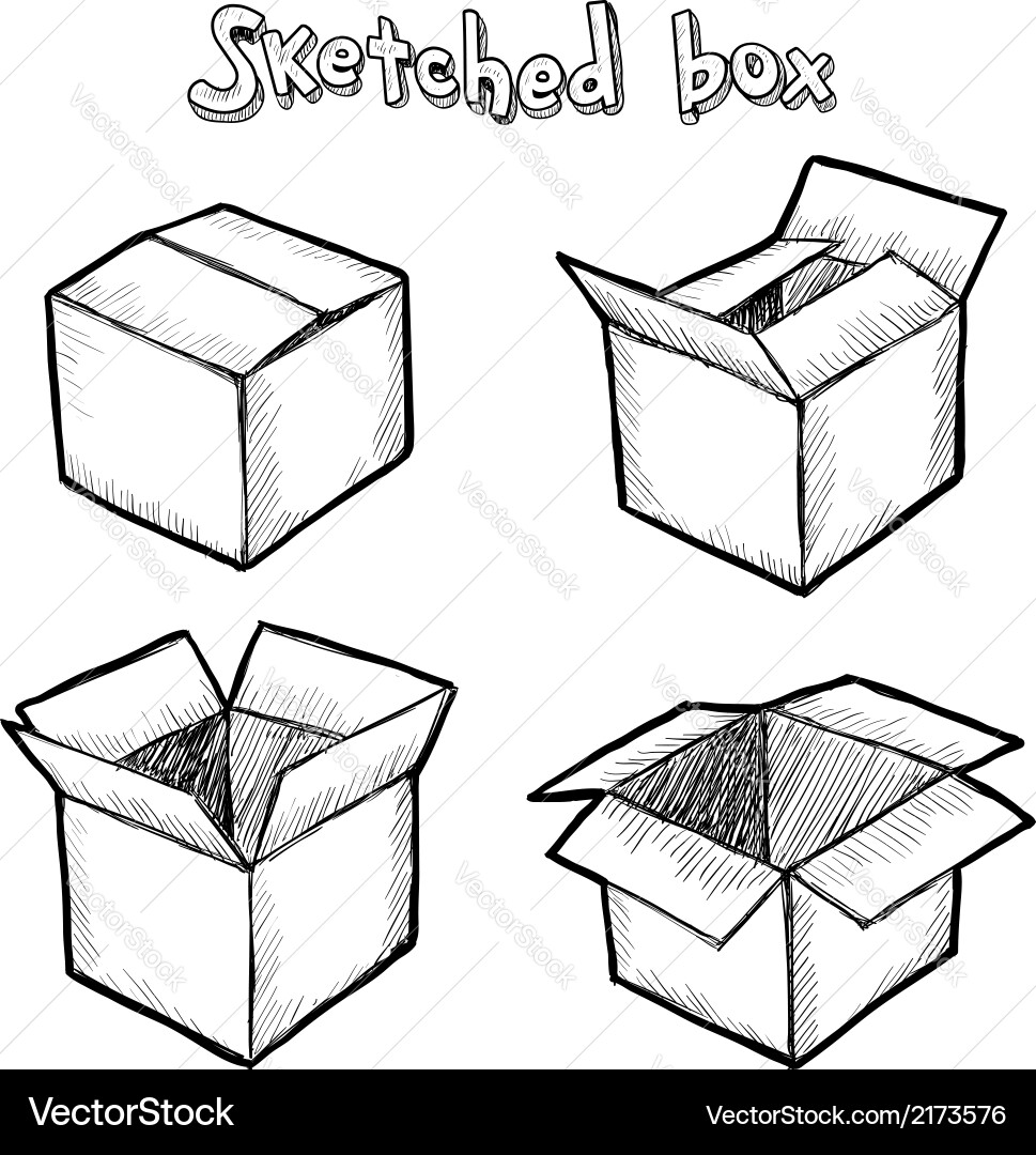 Open Cardboard Box Sketch Royalty Free Vector Image