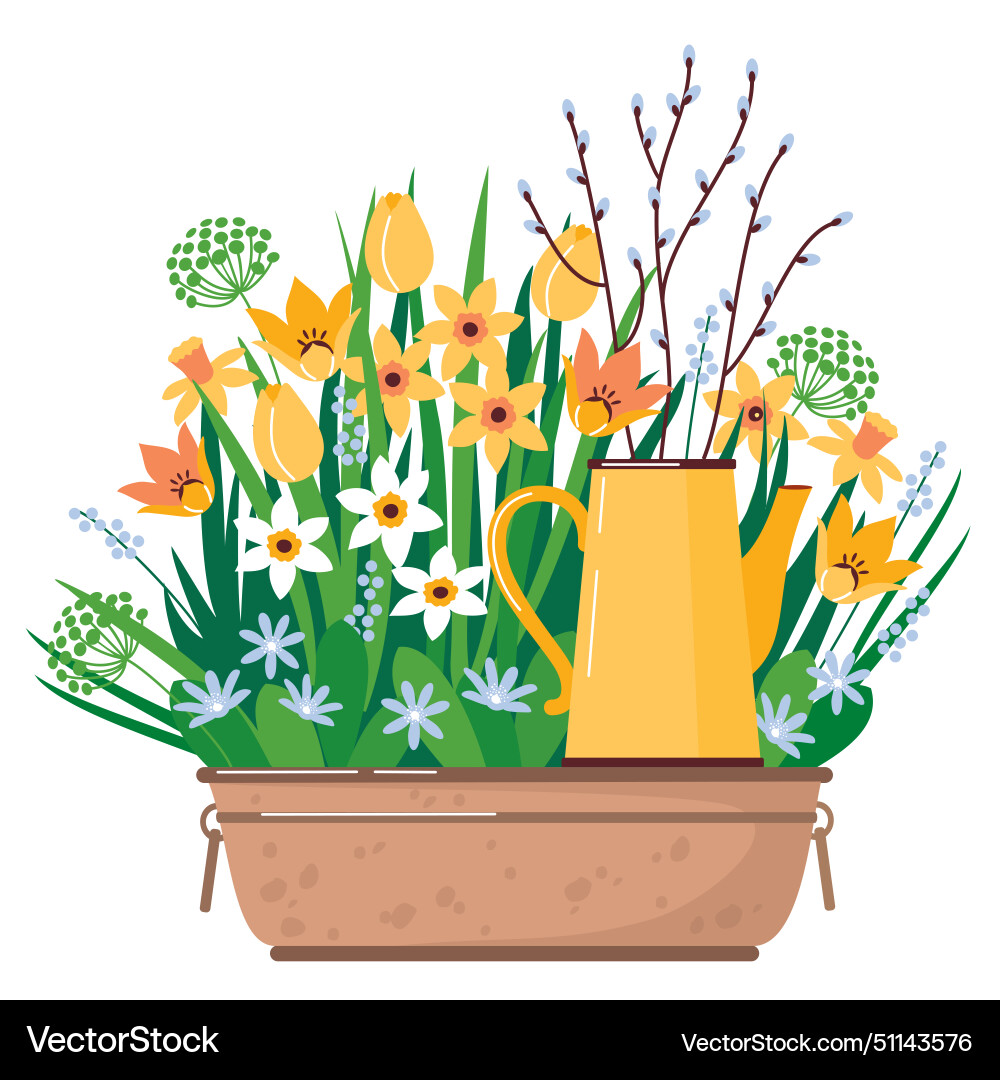 Pot flowers spring Royalty Free Vector Image - VectorStock