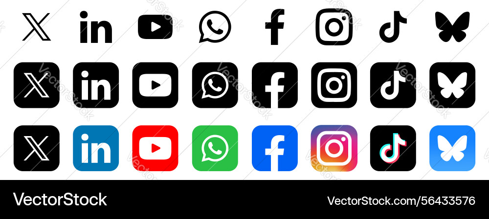 Social Media Network Icons 2025 Lizenzfreies Vektorbild