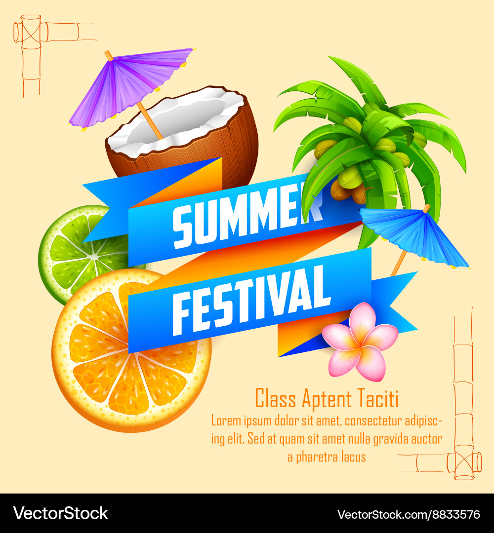 Summer festival poster design Royalty Free Vector Image