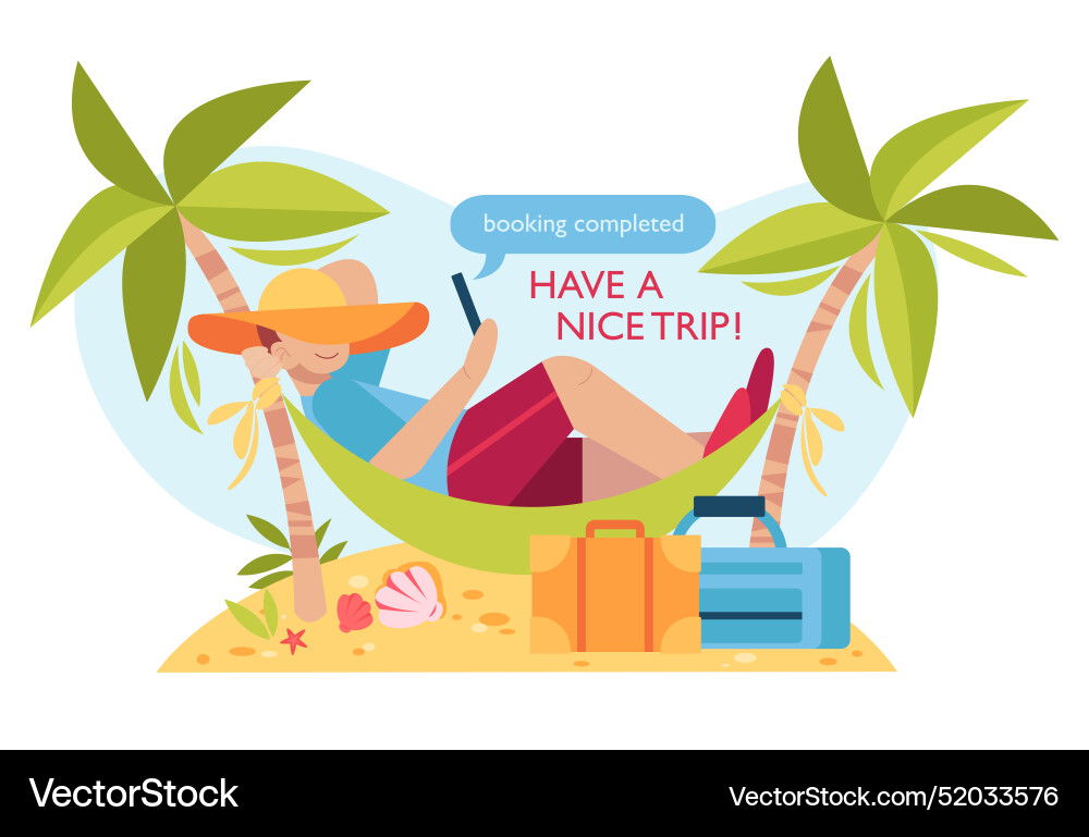 Tropical vacation booking confirmation mobile app Vector Image