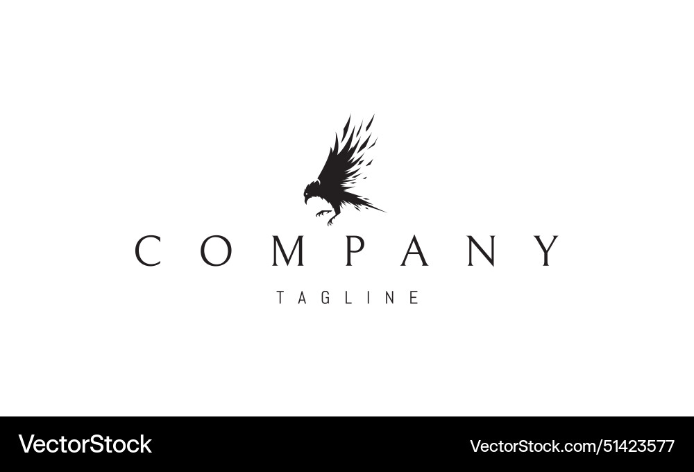 A logo with an abstract image of raven Royalty Free Vector