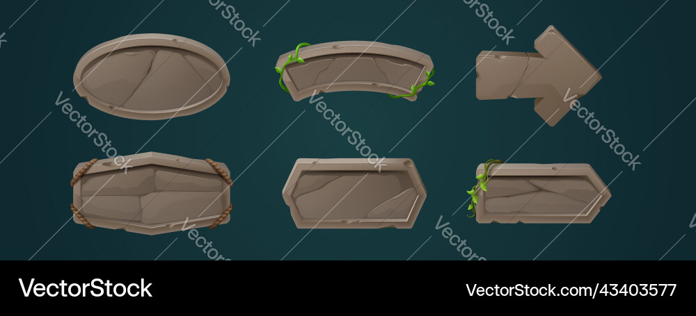 Ancient stone signboards rock tablets Royalty Free Vector