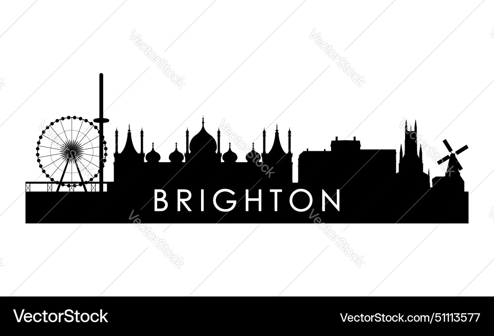 Brighton uk skyline silhouette black Royalty Free Vector