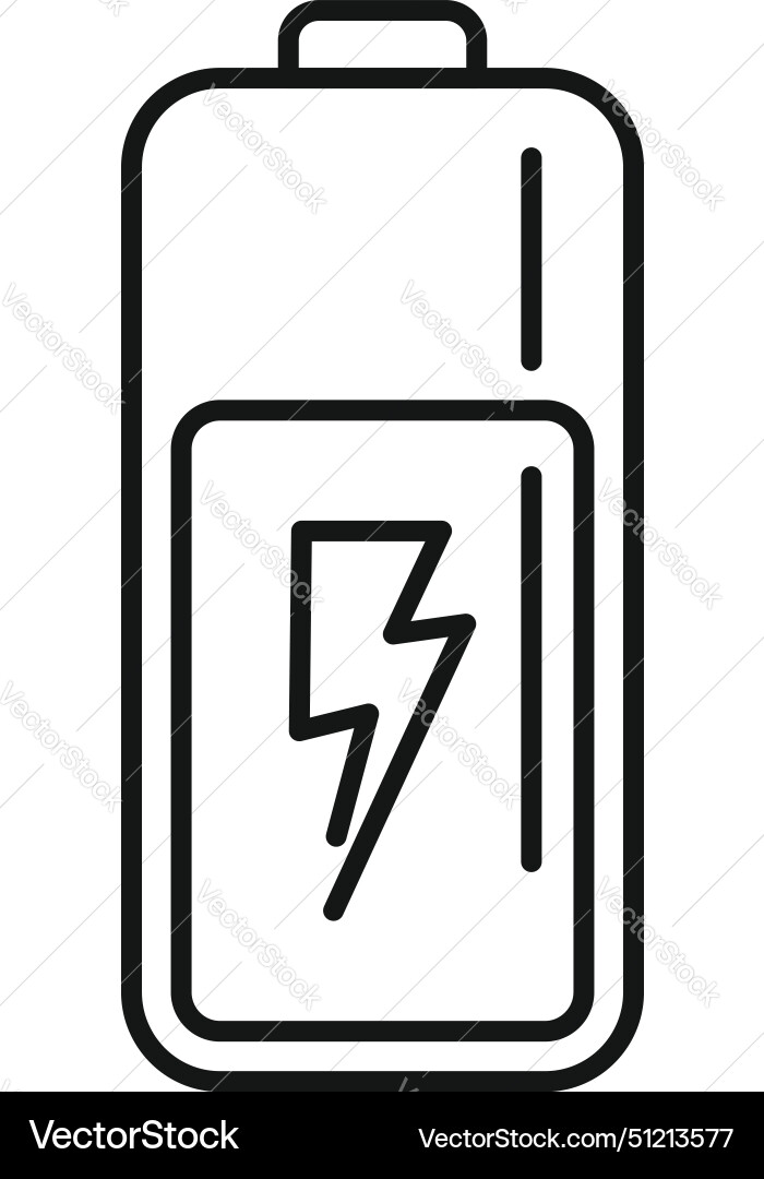 Charge battery low icon outline energy Royalty Free Vector