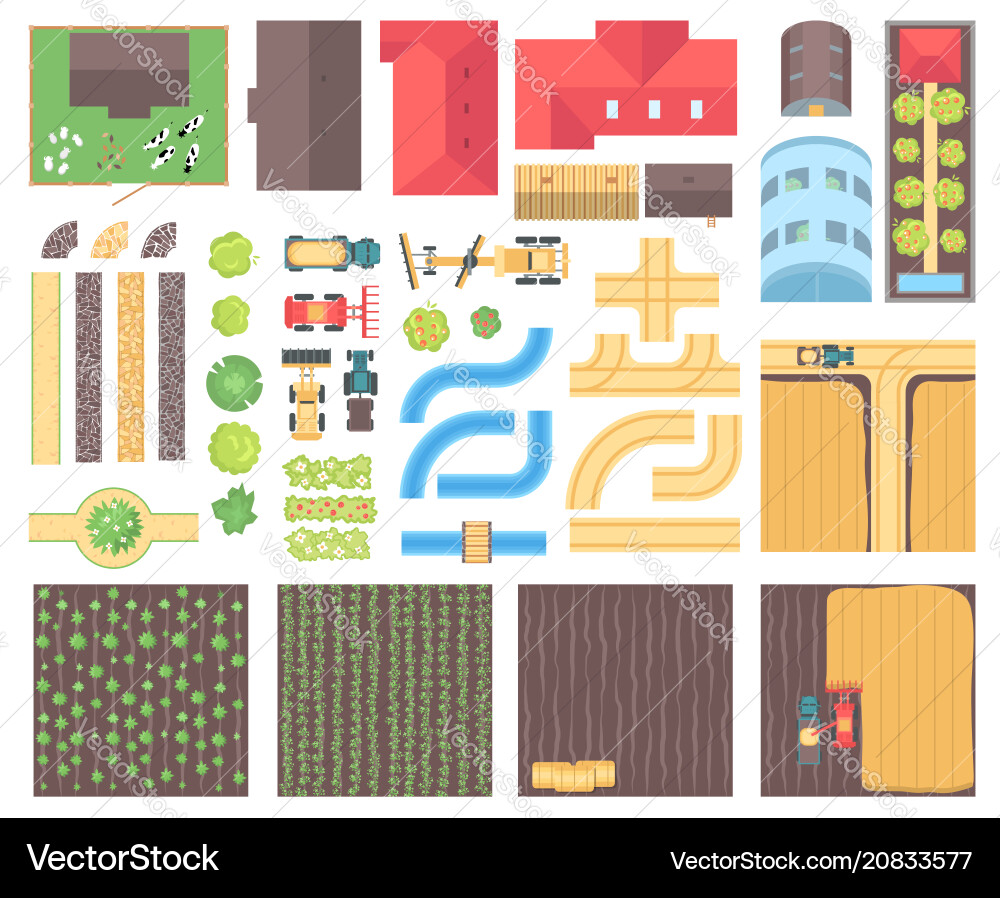 Farm elements - set of modern isolated Royalty Free Vector